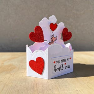 Mouse and Heart Card in a Box, Mouse Pop up Card Box, Birthday Card ...