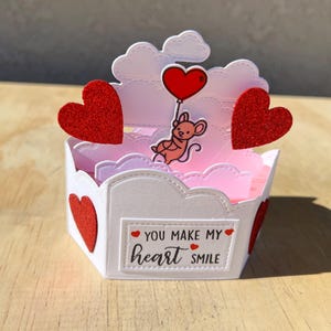 Mouse and Heart Card in a Box, Mouse Pop up Card Box, Birthday Card ...