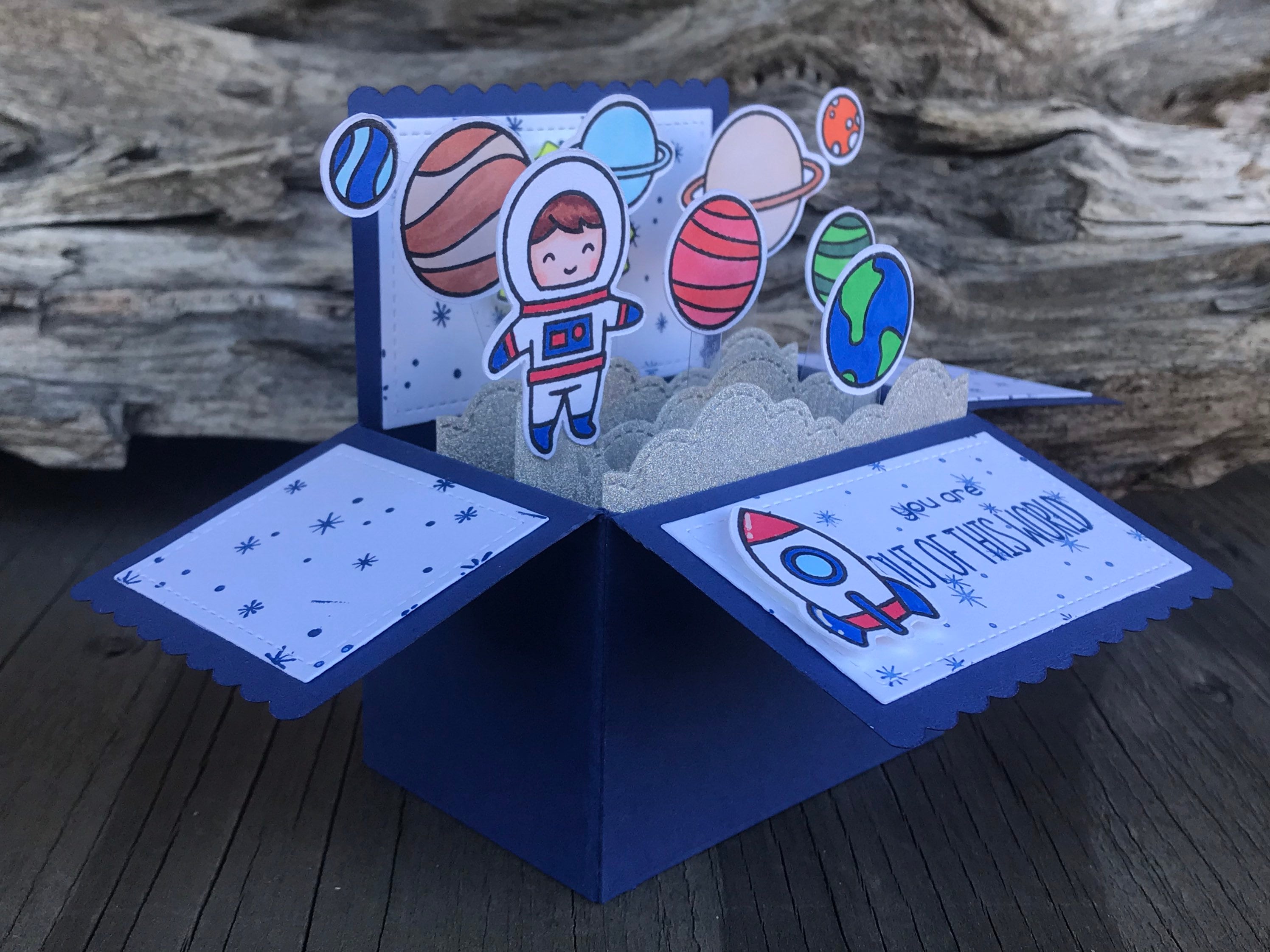 Space card in a box pop up card planet card 3D cards | Etsy
