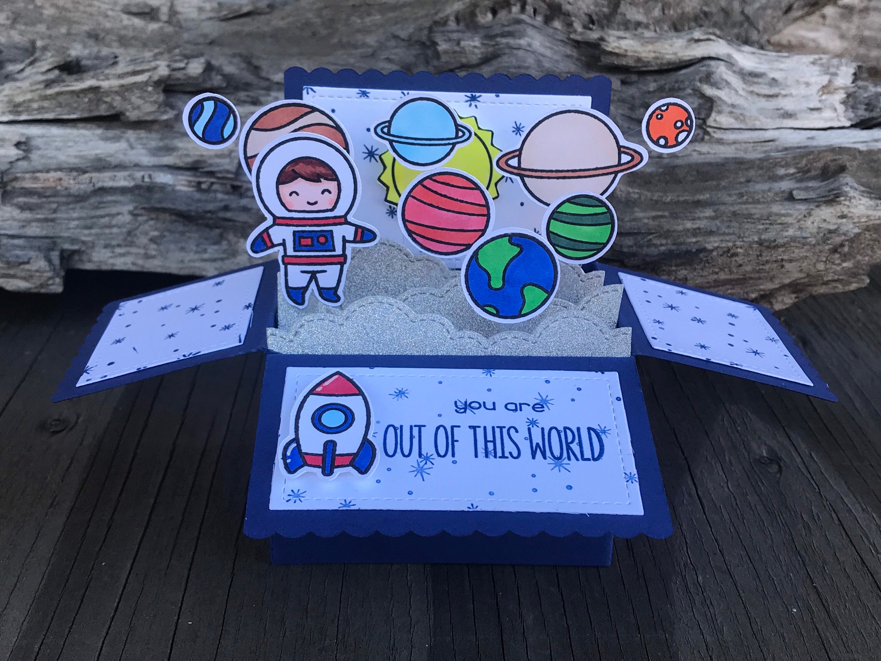 Space Card in a Box Pop up Card Planet Card Astronaut Pop - Etsy