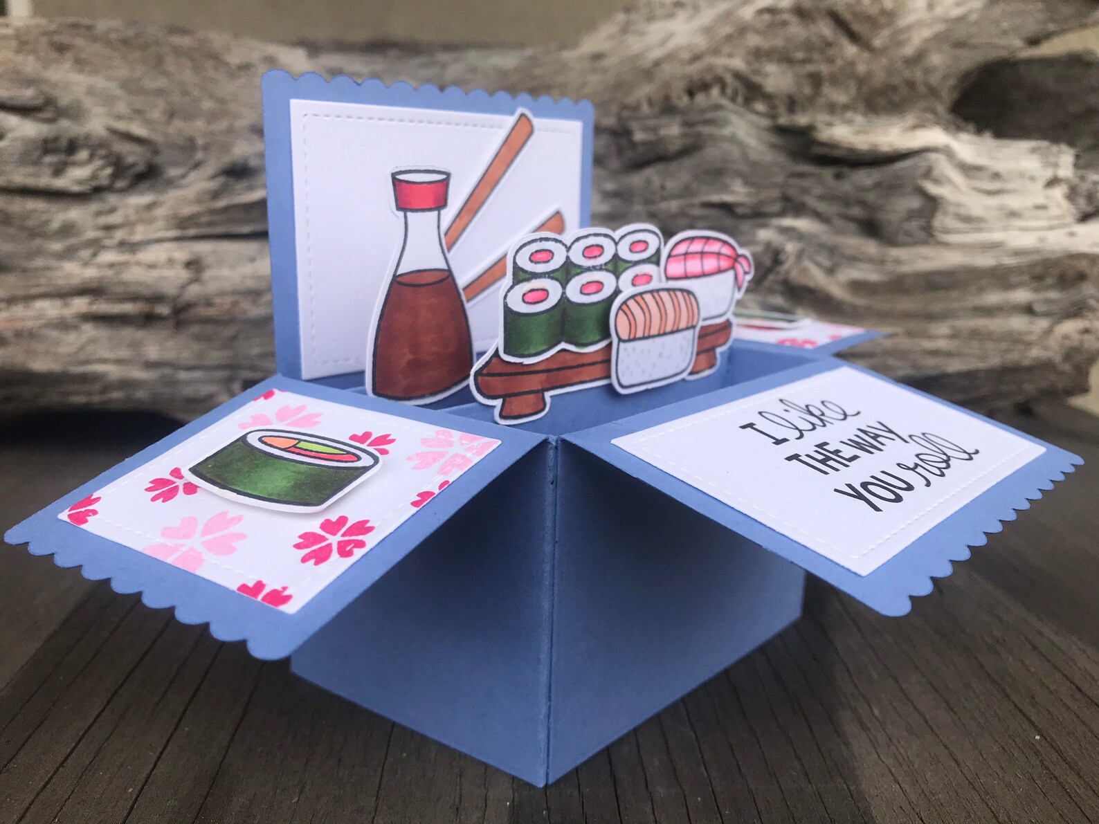 Sushi card in a box sushi pop up card box birthday card | Etsy