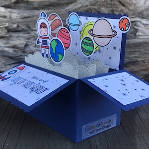 Space Card in a Box, Pop up Card, Planet Card, Astronaut Pop up Card ...