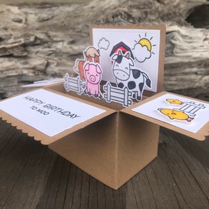Farm Animals Card in a Box Farm Pop up Card Box Birthday - Etsy
