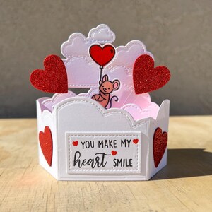 Mouse and Heart Card in a Box, Mouse Pop up Card Box, Birthday Card ...