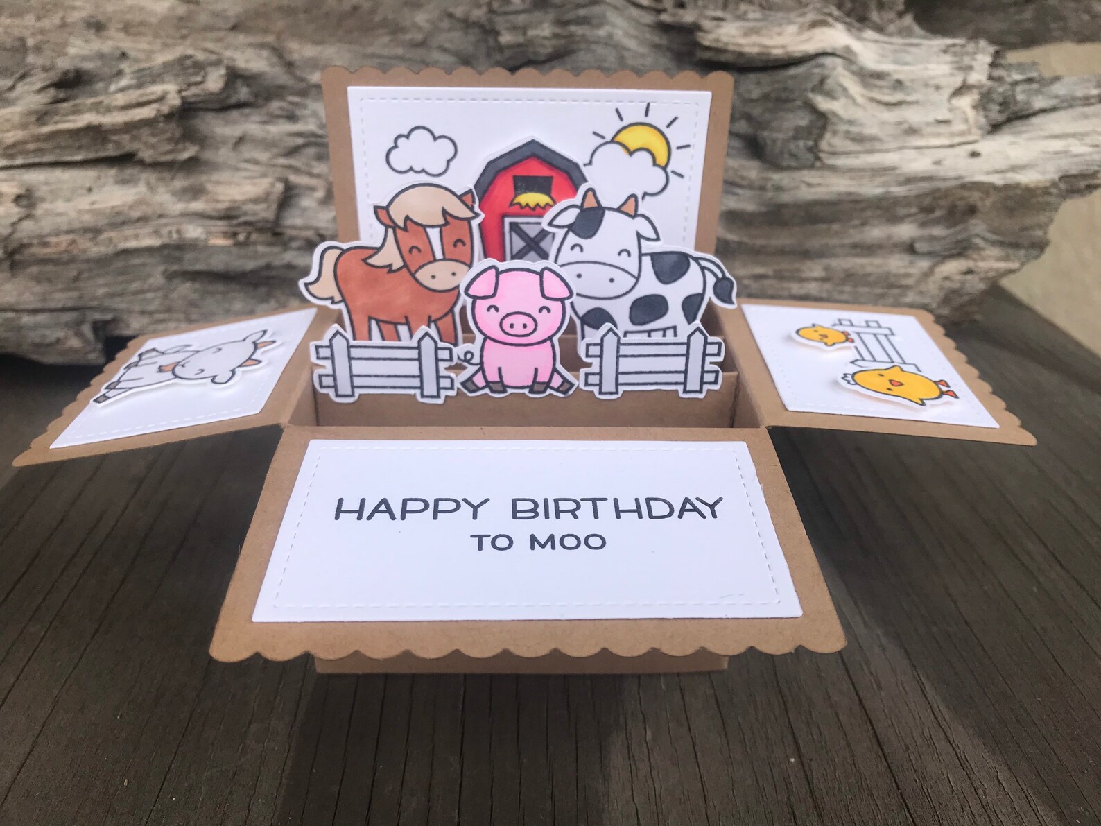 Farm Animals Card in a Box Farm Pop up Card Box Birthday - Etsy