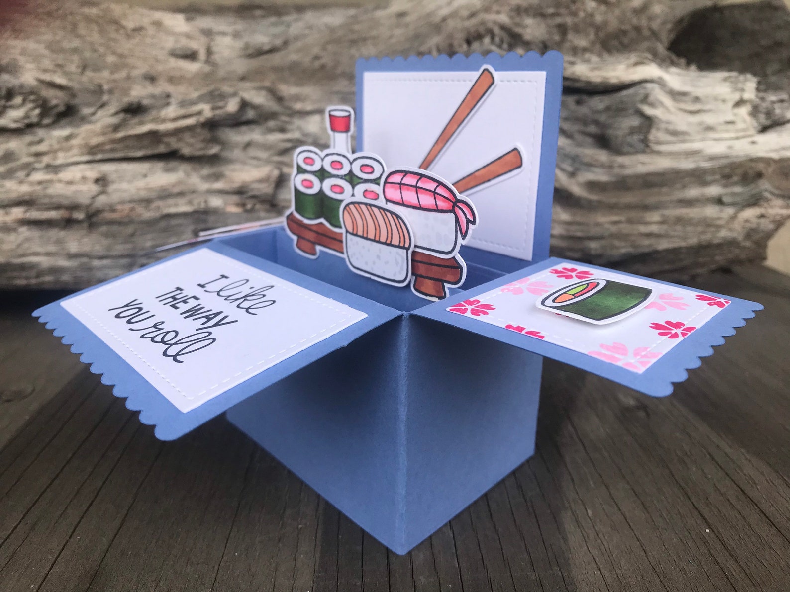 Sushi card in a box sushi pop up card box birthday card | Etsy