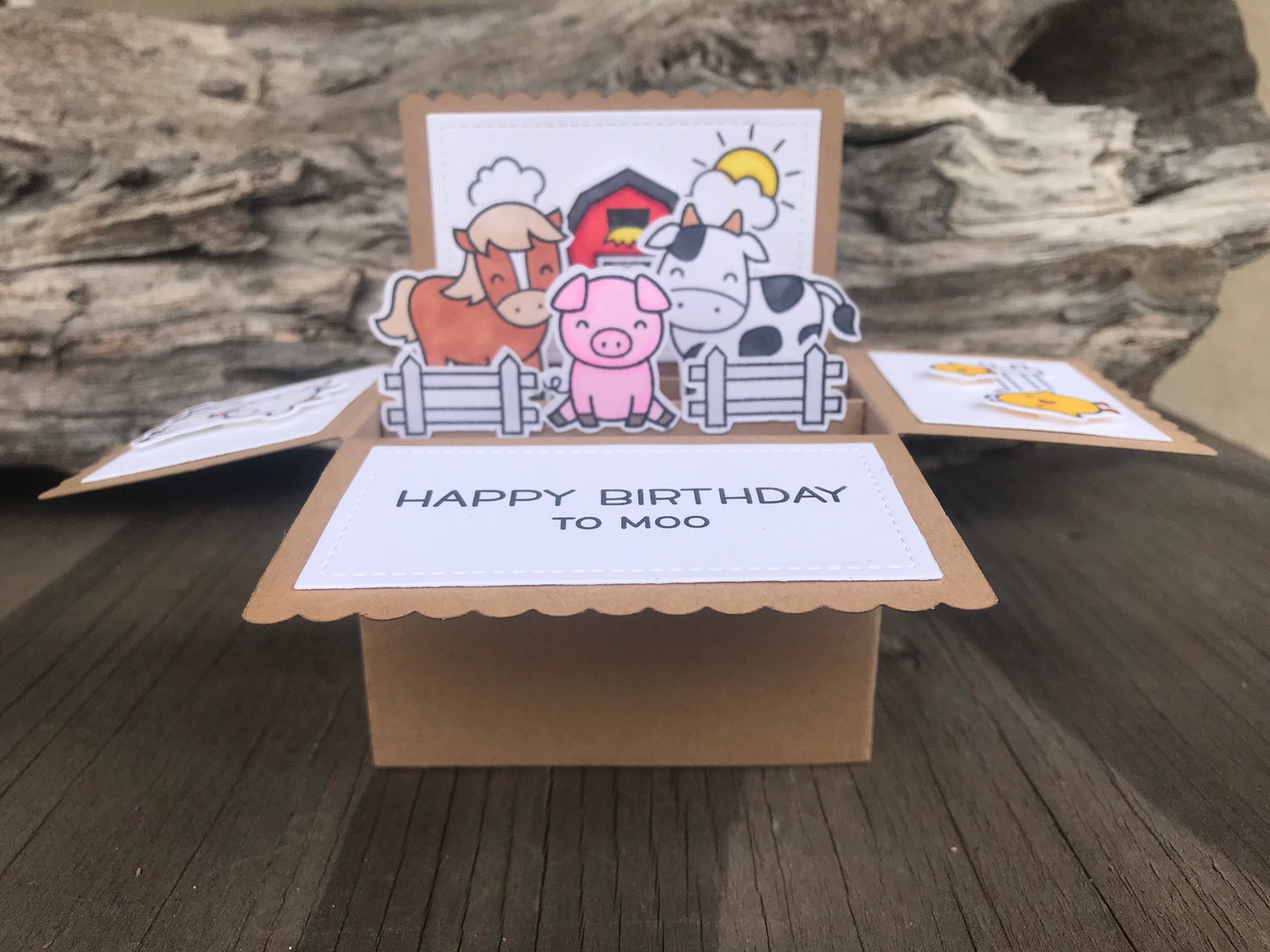 Farm Animals Card in a Box Farm Pop up Card Box Birthday - Etsy