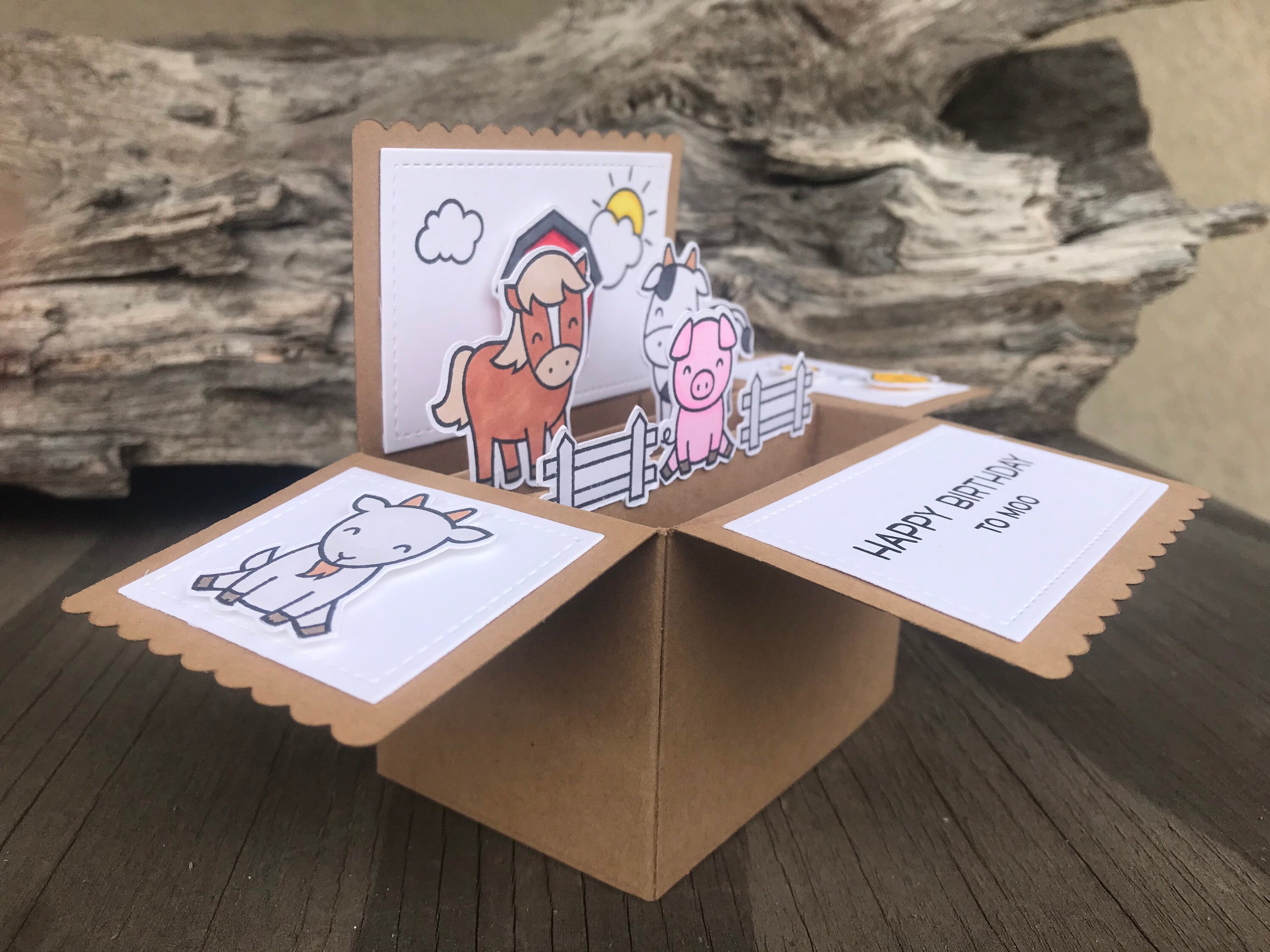 Farm Animals Card in a Box Farm Pop up Card Box Birthday - Etsy
