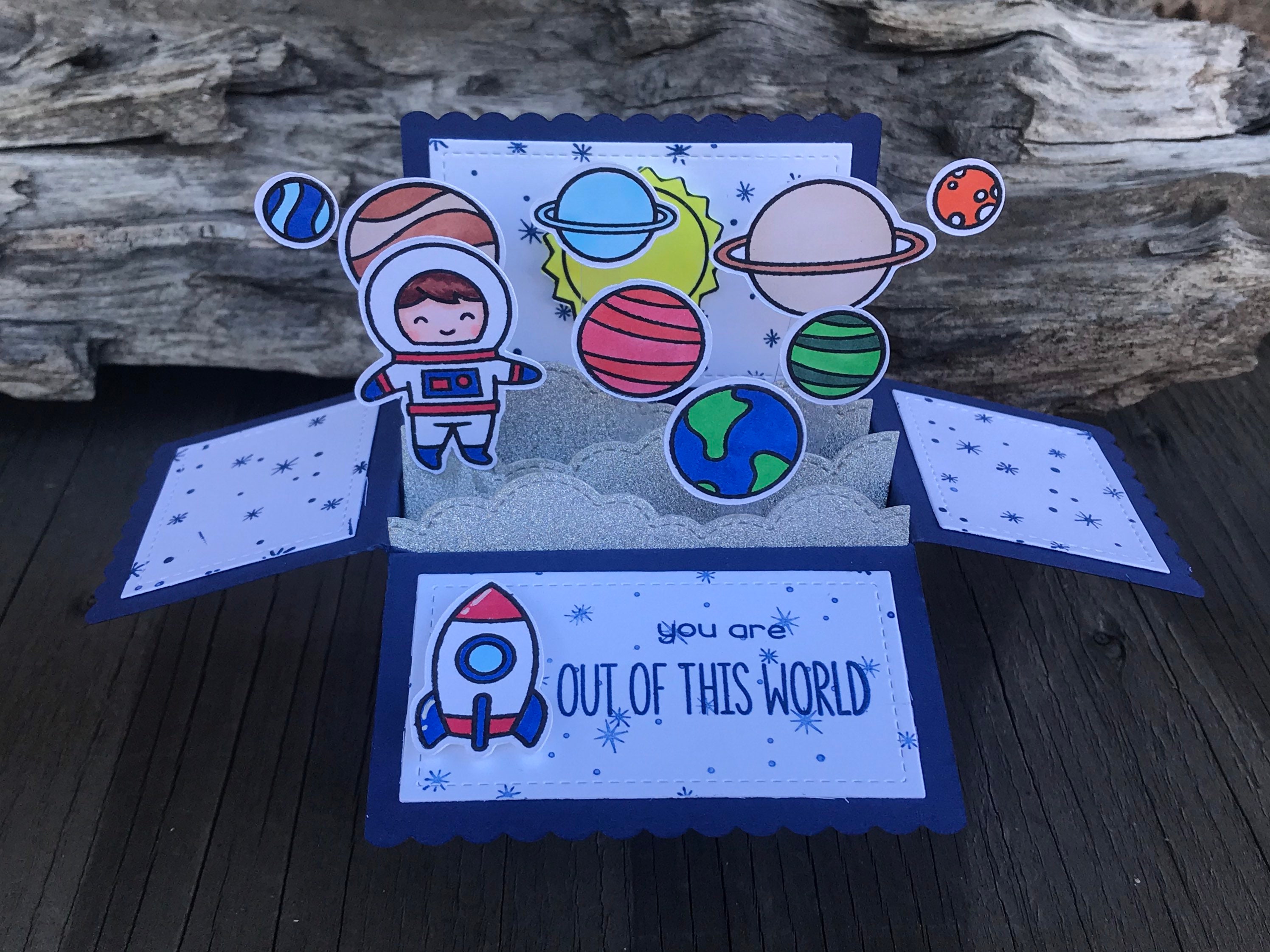 Space card in a box pop up card planet card 3D cards | Etsy