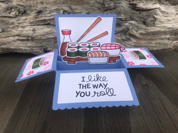 Sushi Card in a Box Sushi Pop up Card Box Birthday Card | Etsy