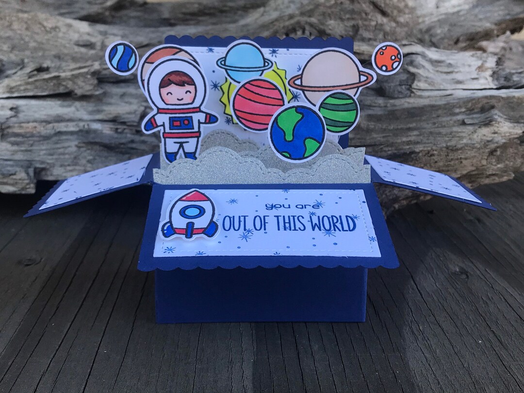 Space Card in a Box, Pop up Card, Planet Card, Astronaut Pop up Card ...