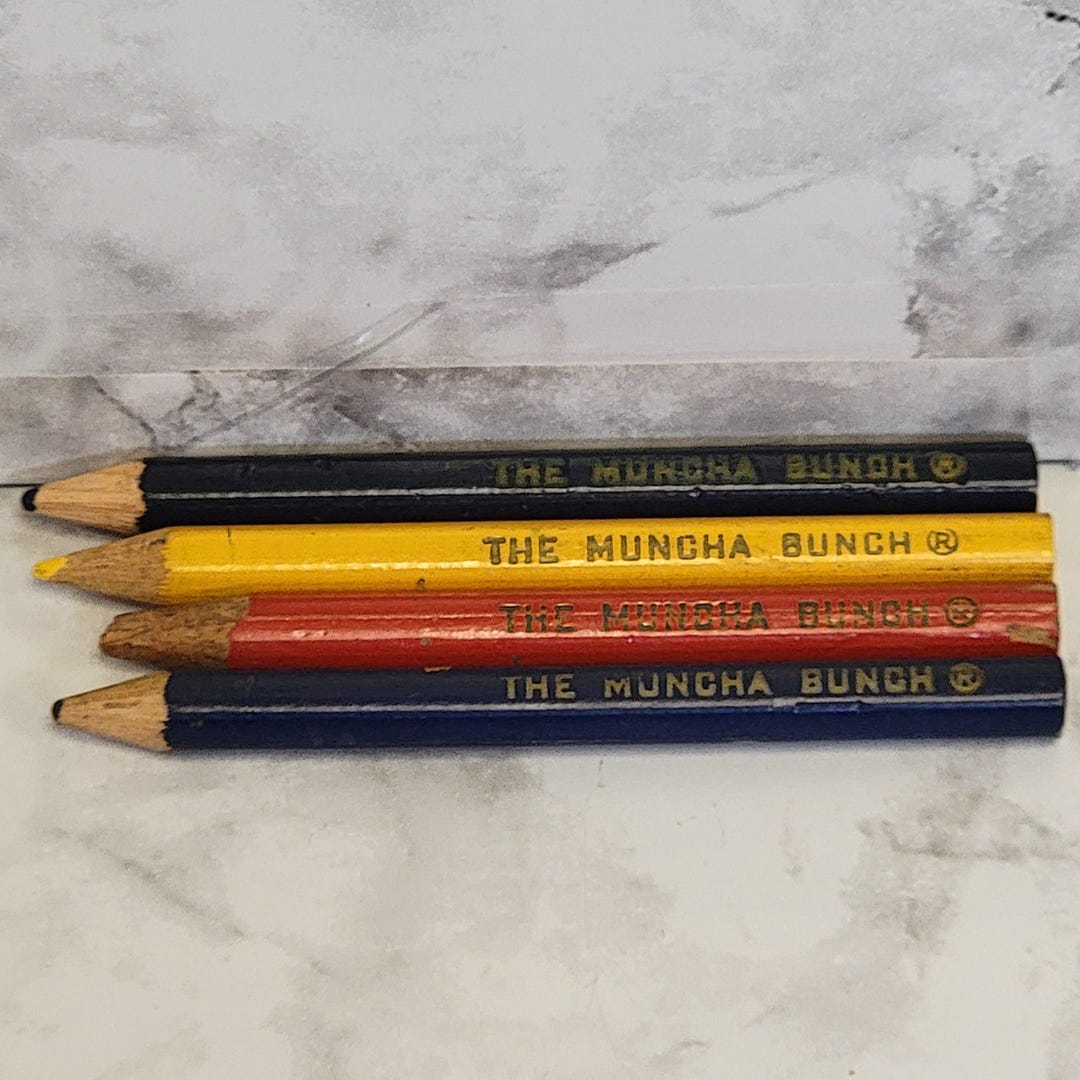VTG 70s the Muncha Bunch Colored Pencil Lot 4 Pc Set Frito Lay Chip ...