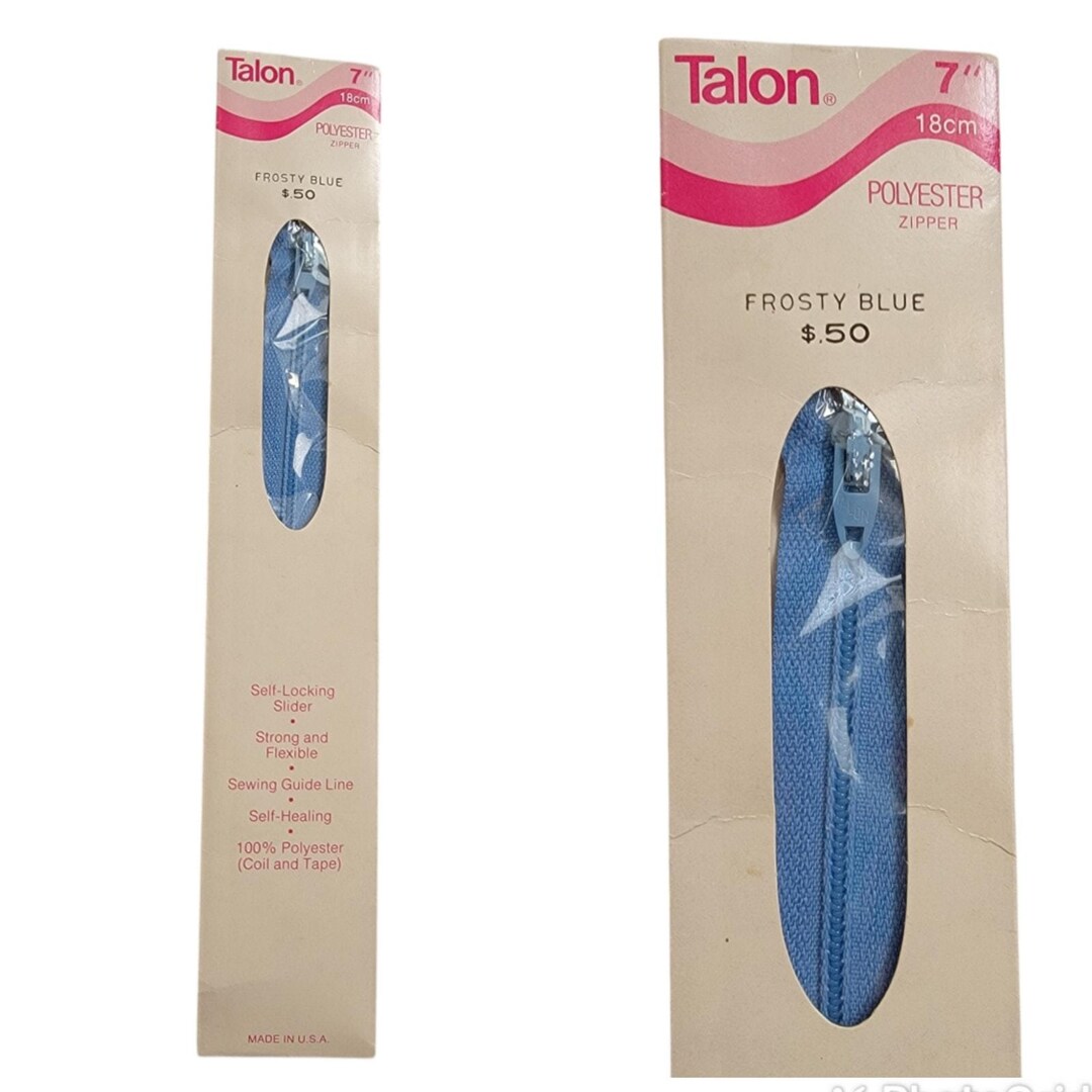 VTG 70s Talon Zipper Frosty Blue 7 18cm Polyester Coil Closed End ...