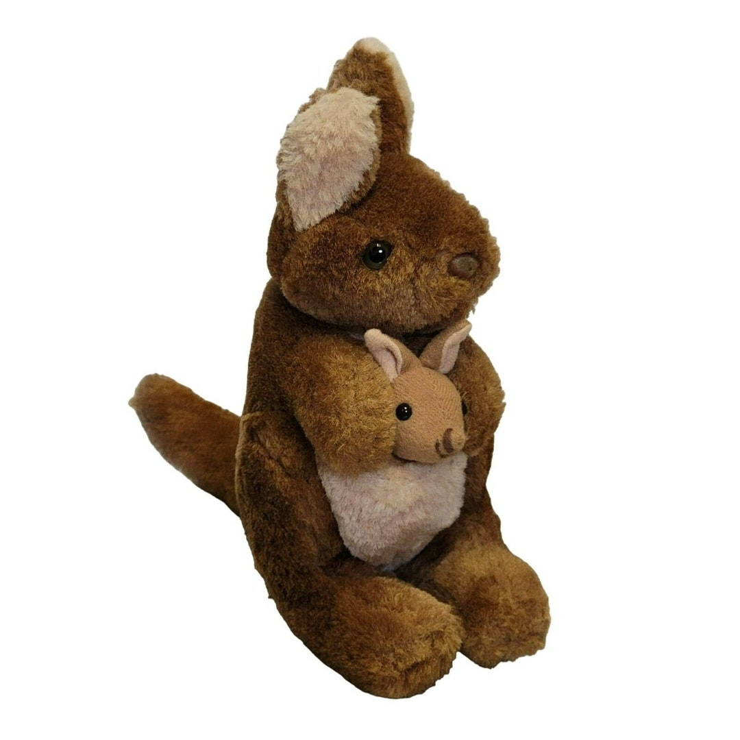 VTG 80s Kangaroo & Baby Joey Plush 7 Aussie Bush Toys Stuffed Animal ...