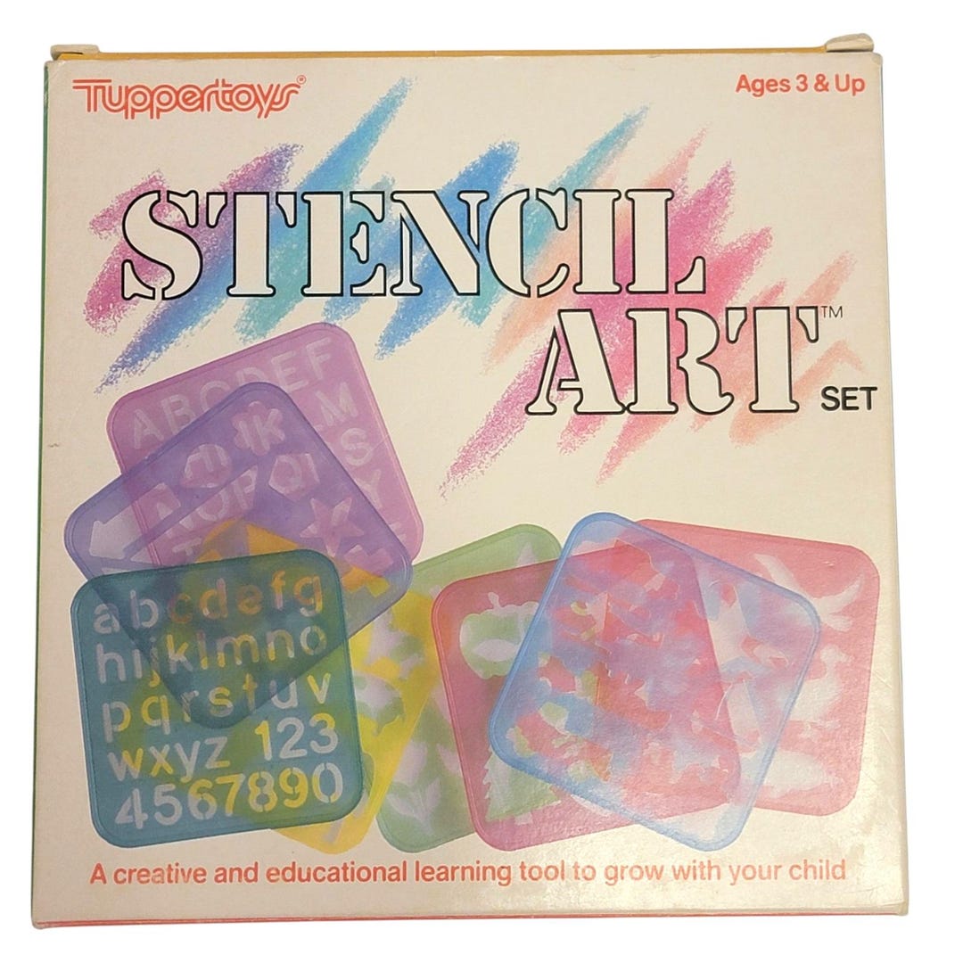 VTG 80s Tupperware Tuppertoys Stencil Art Set 8 Pc Holiday Letters ...