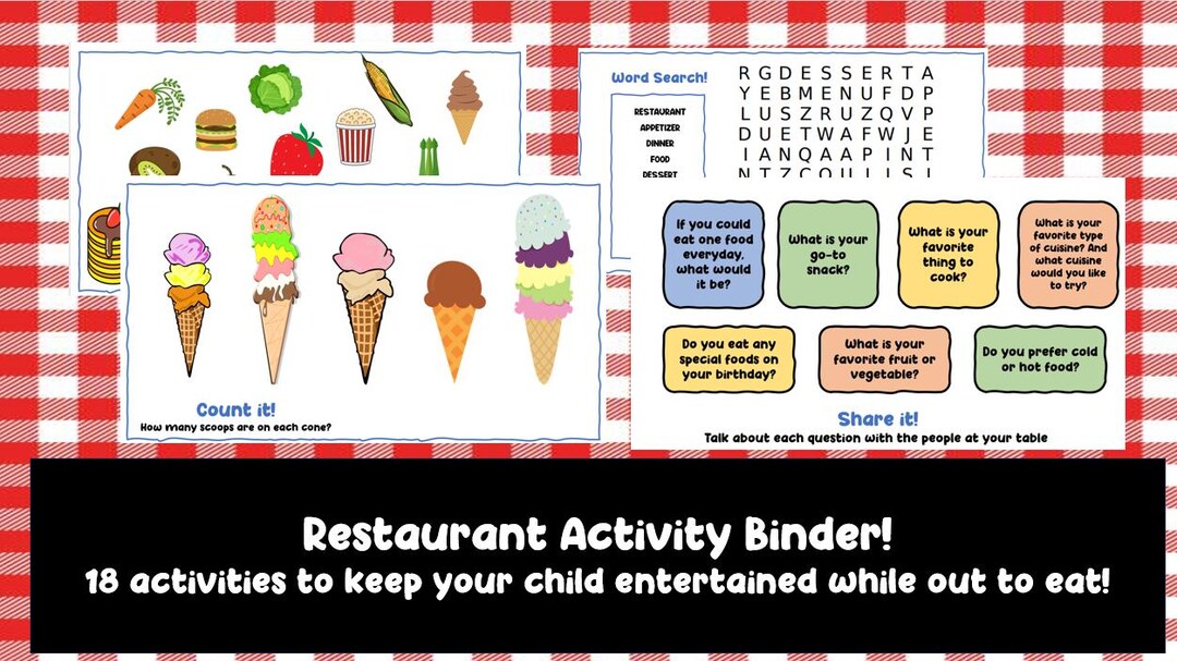 Kids Restaurant Activity Binder (digital Download) - Etsy