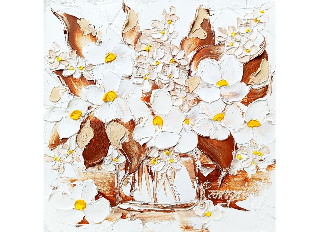 Lilac Painting Daisies Original Art Impasto Oil Painting Spring Fashion ...
