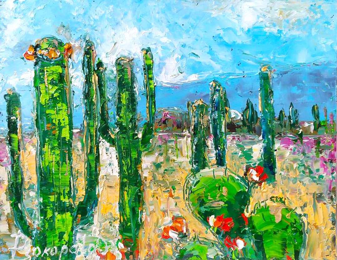 Saguaro Painting Arizona Original Art Impasto Oil Painting - Etsy