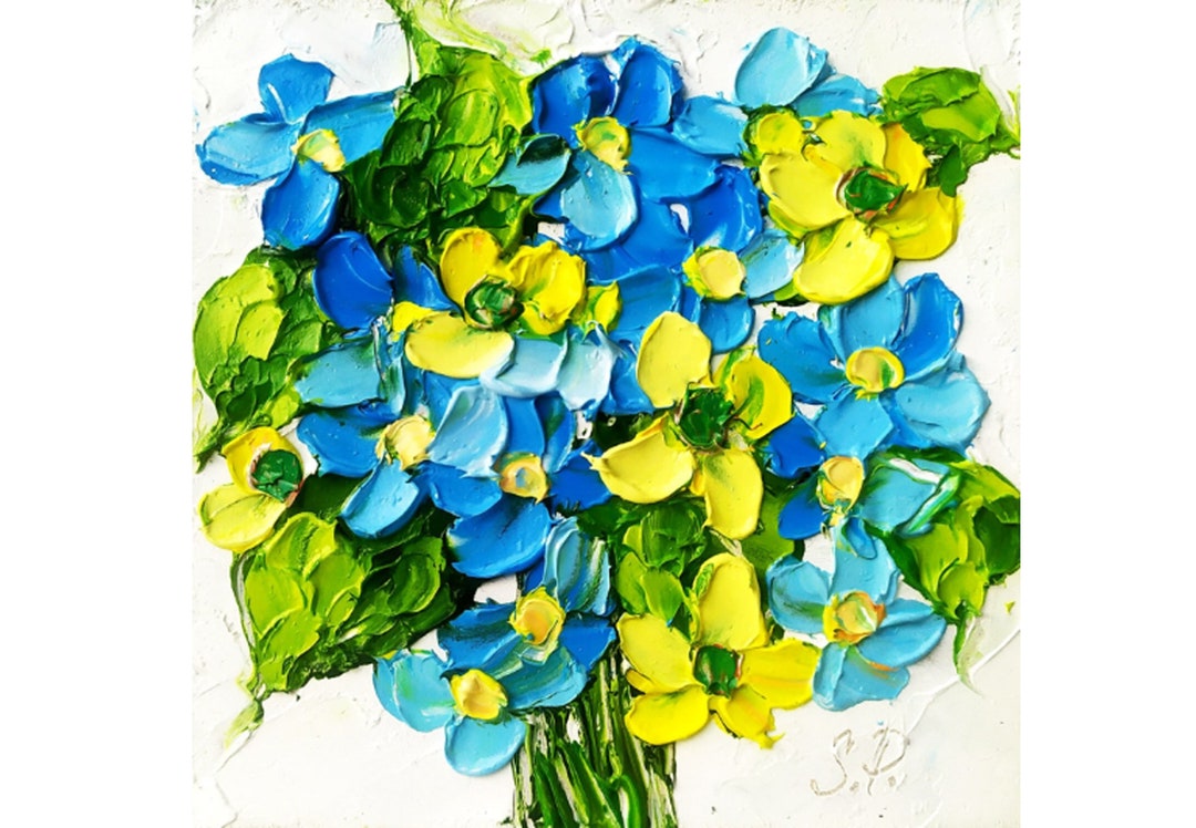 Forget-me-not Painting Flower Original Art Impasto Painting Small ...