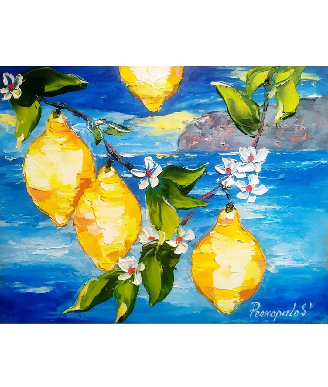 Lemon Italy Painting Coastal Painting Seascape Painting Sorrento ...
