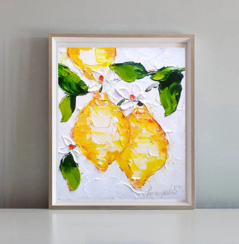 Lemon Painting: Italy Seascape, Floral Impasto Oil Painting (6x5) - Etsy