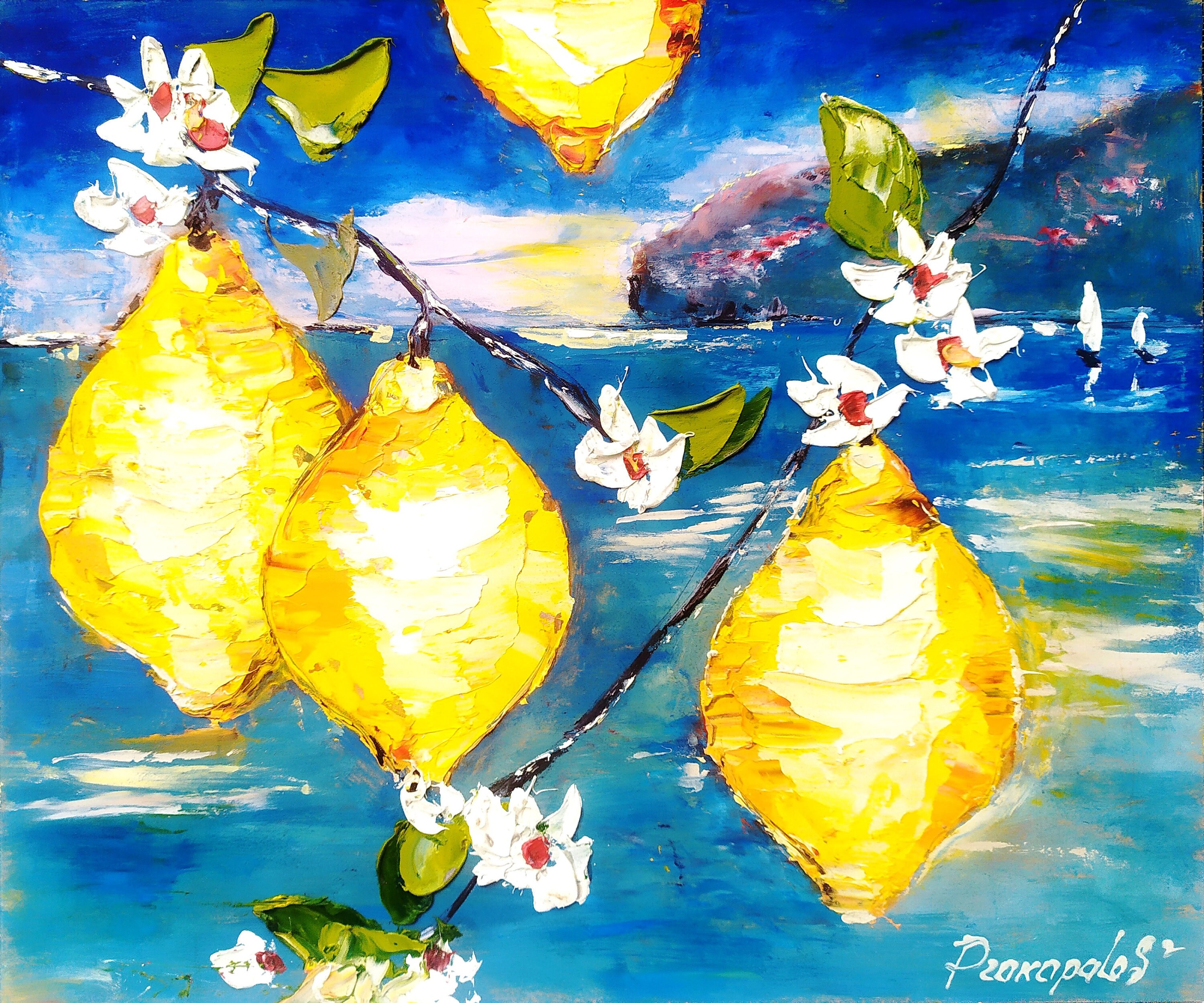 Lemon Italy Painting Coastal Painting Seascape Painting - Etsy