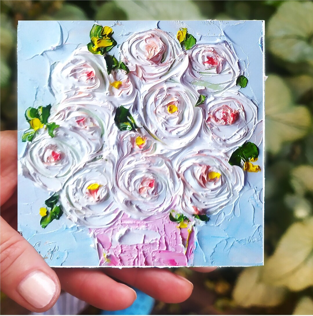 Ranunculus Painting Flowers Original Art 4 X 4 Ranunculus Art Impasto ...