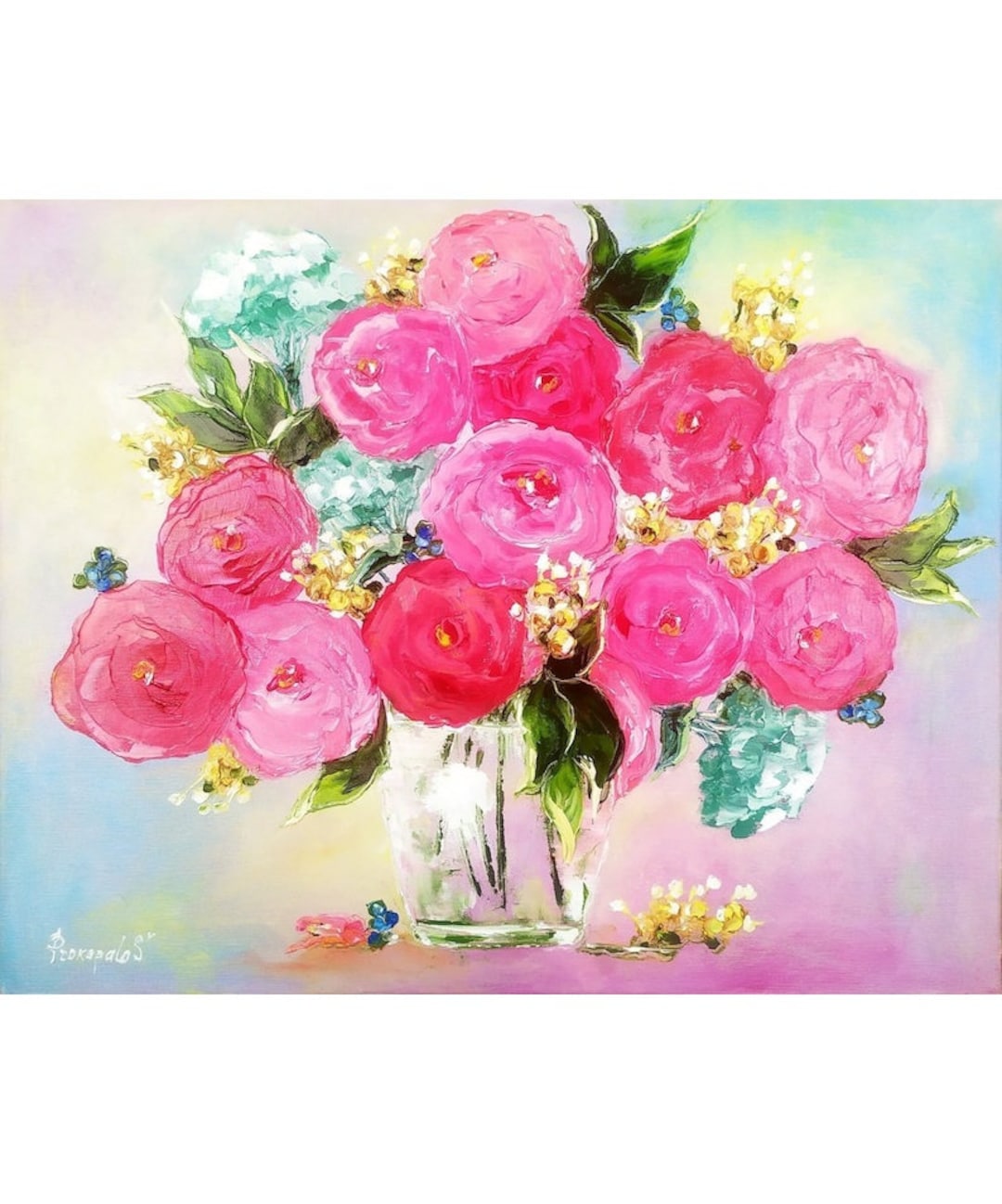 Ranunculus Painting Kandinsky Flowers Original Impasto Oil Painting Art ...