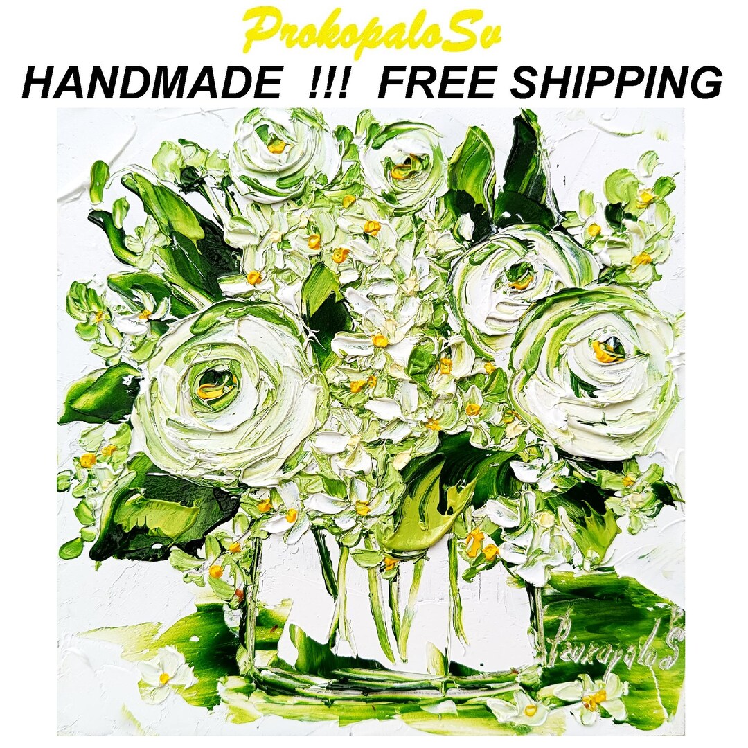 Ranunculus Painting Lilac Original Art Impasto Oil Painting 6x6 ...