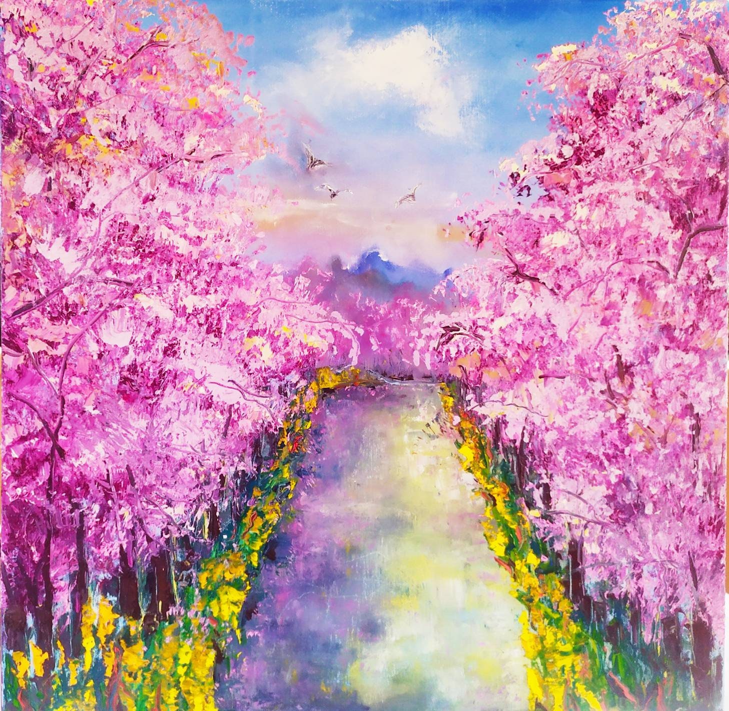 Cherry Blossom Tree Painting Original Artwork Blossom Trees | Etsy