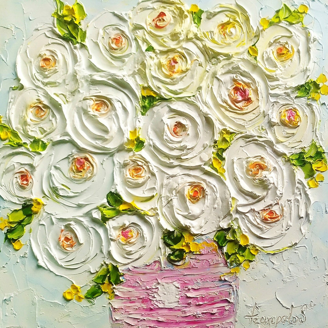 Ranunculus Flowers Painting Original Art Impasto Oil Painting Floral ...
