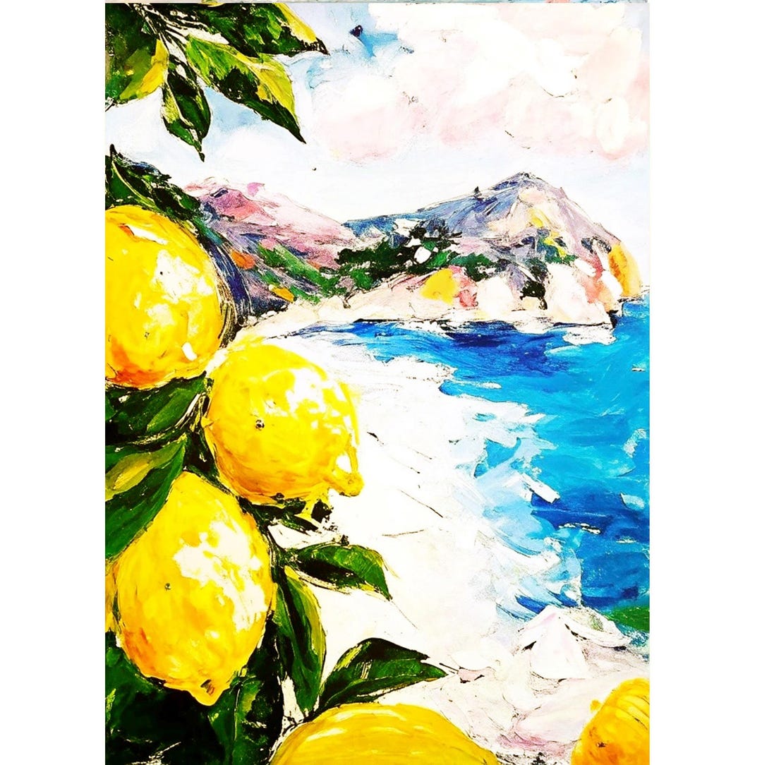 Lemon Tree Italian Landscape Painting: Original Impasto Oil Art (7x5 ...