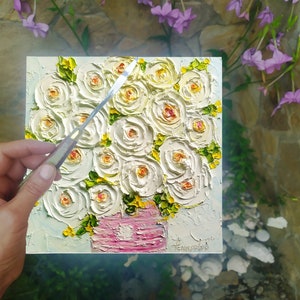 Ranunculus Flowers Painting Original Art Impasto Oil Painting Floral ...