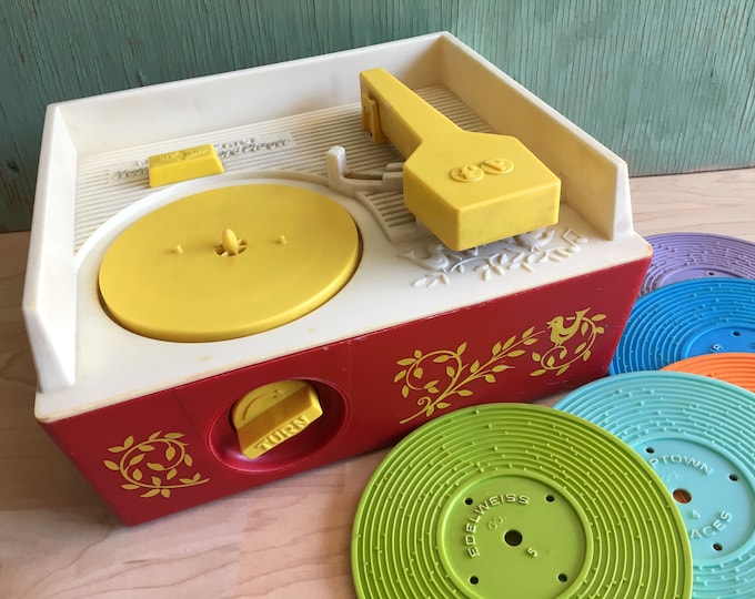 Fisher Price Record Player Vintage 1970s Wind up Music Box Toy Complete ...