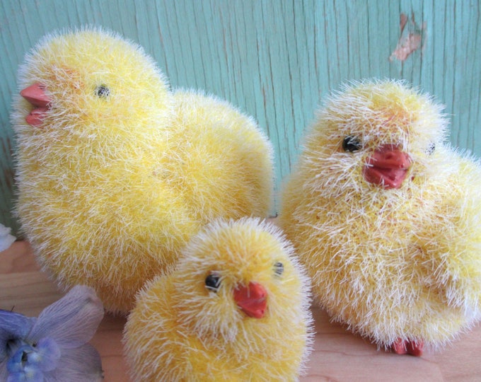 Vintage Flocked Easter Chicks, Ceramic Baby Chick Easter Basket ...