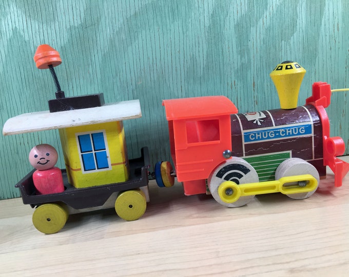 Vintage Fisher Price Chug Chug Train Pull Toy, Boys Room Decor, 1964 - Etsy