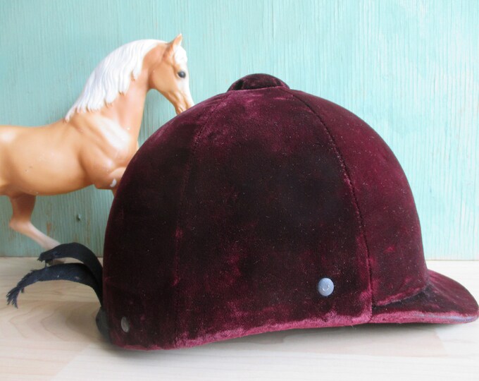 Vintage Horse Riding Cap, Burgundy Velvet Equestrian Hunting Helmet ...