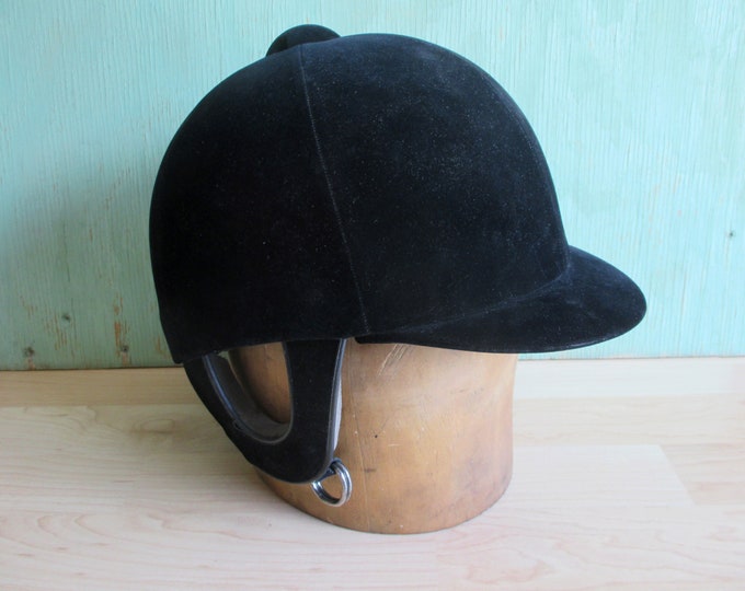 Vintage Horse Riding Cap, Black Velvet Equestrian Hunting Helmet, Crown ...