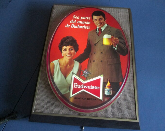Vintage Bar Sign, Light Up, Budweiser, Spanish, Advertising Signage ...