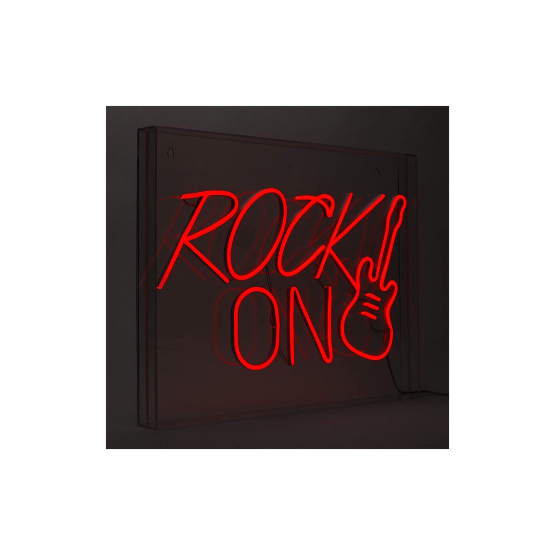 Rock On Acrylic Grunge Neon Wall Sign Red Orange Light Wall | Etsy