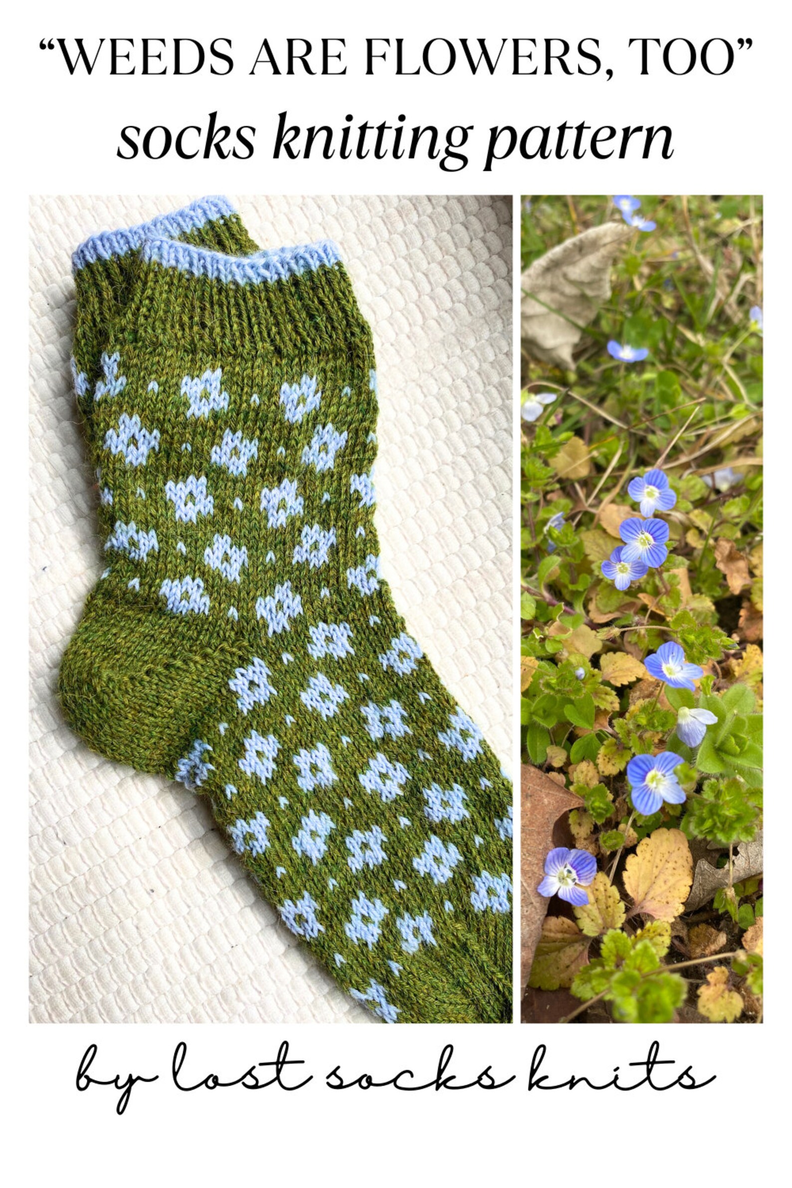 KNITTING PATTERN: Ditsy Floral Socks | Flower Color Work Socks | Floral ...