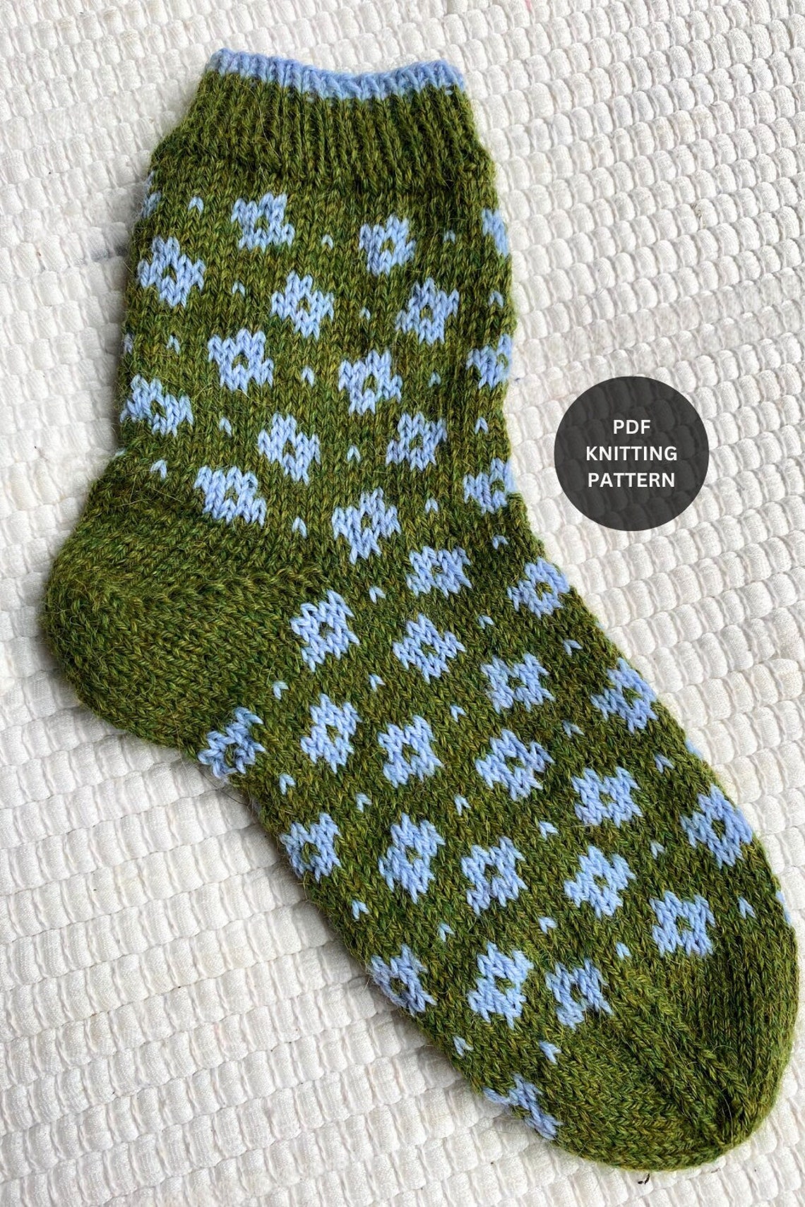 KNITTING PATTERN: Ditsy Floral Socks | Flower Color Work Socks | Floral ...