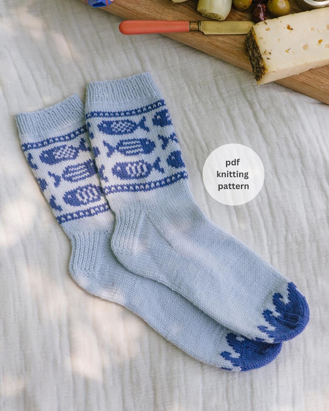 KNITTING PATTERN: Sardinella Socks | Fish Colorwork Socks | Sardine ...
