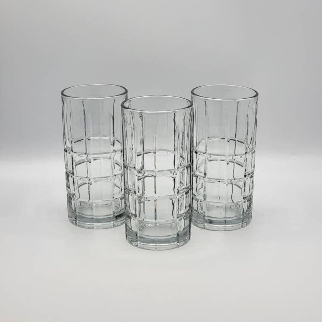 Vintage Anchor Hocking Clear Optic Manchester Flat Iced Tea Glasses ...