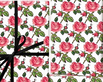 Rose Wrapping Paper | Etsy