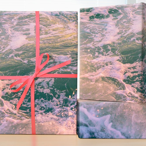 Oceanside Sunset Wave Wrapping Paper Sunset Wave: Ocean - Etsy
