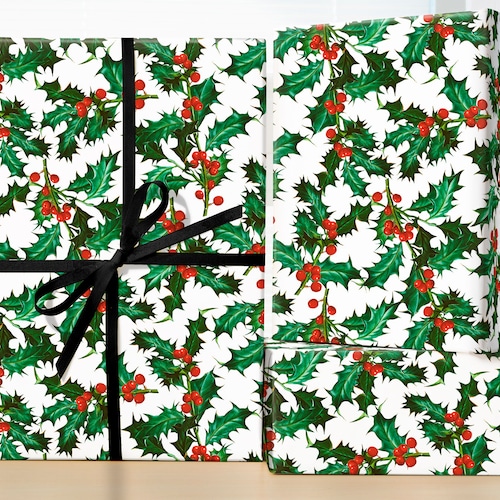 Holly Pattern Wrapping Paper Vintage Christmas Flora Holly - Etsy