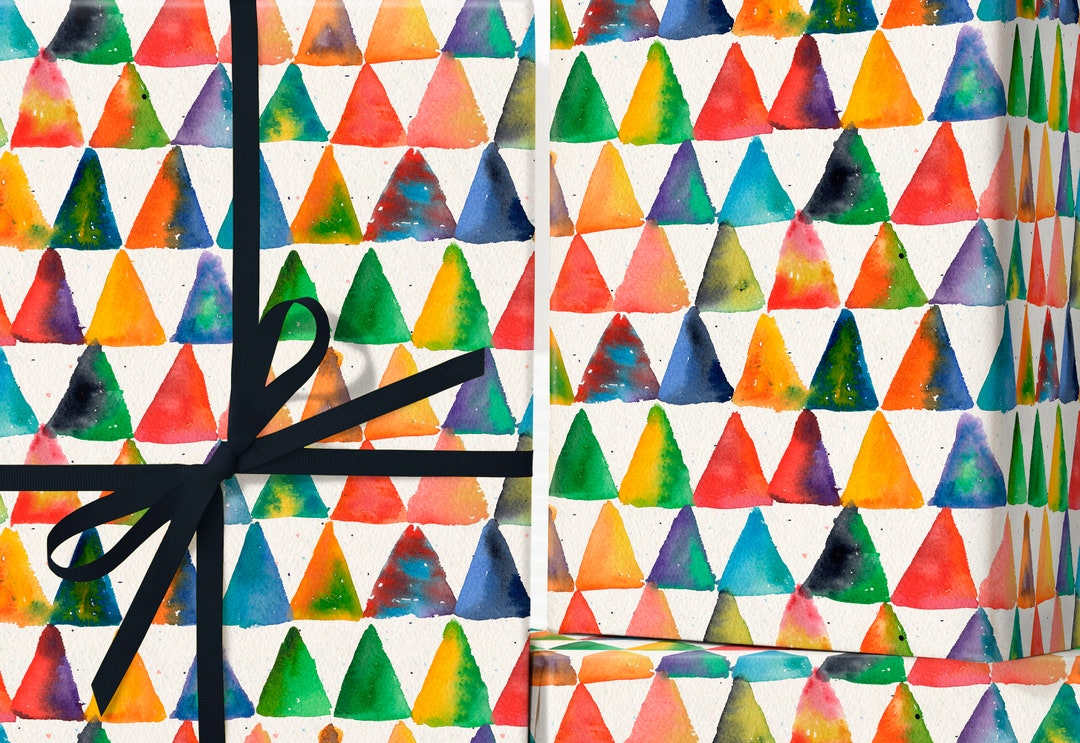 Watercolor Triangle Wrapping Paper Roll, Watercolor Triangle Gift Wrap ...