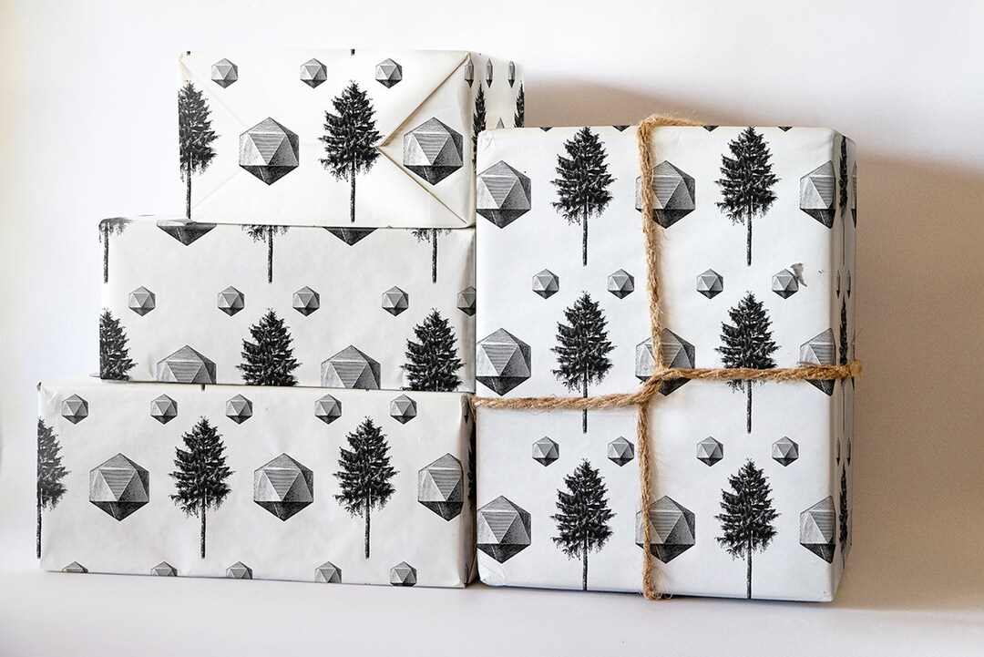 Geometric Pine Tree Wrapping Paper Wrapping Paper Tree Wrapping Paper ...