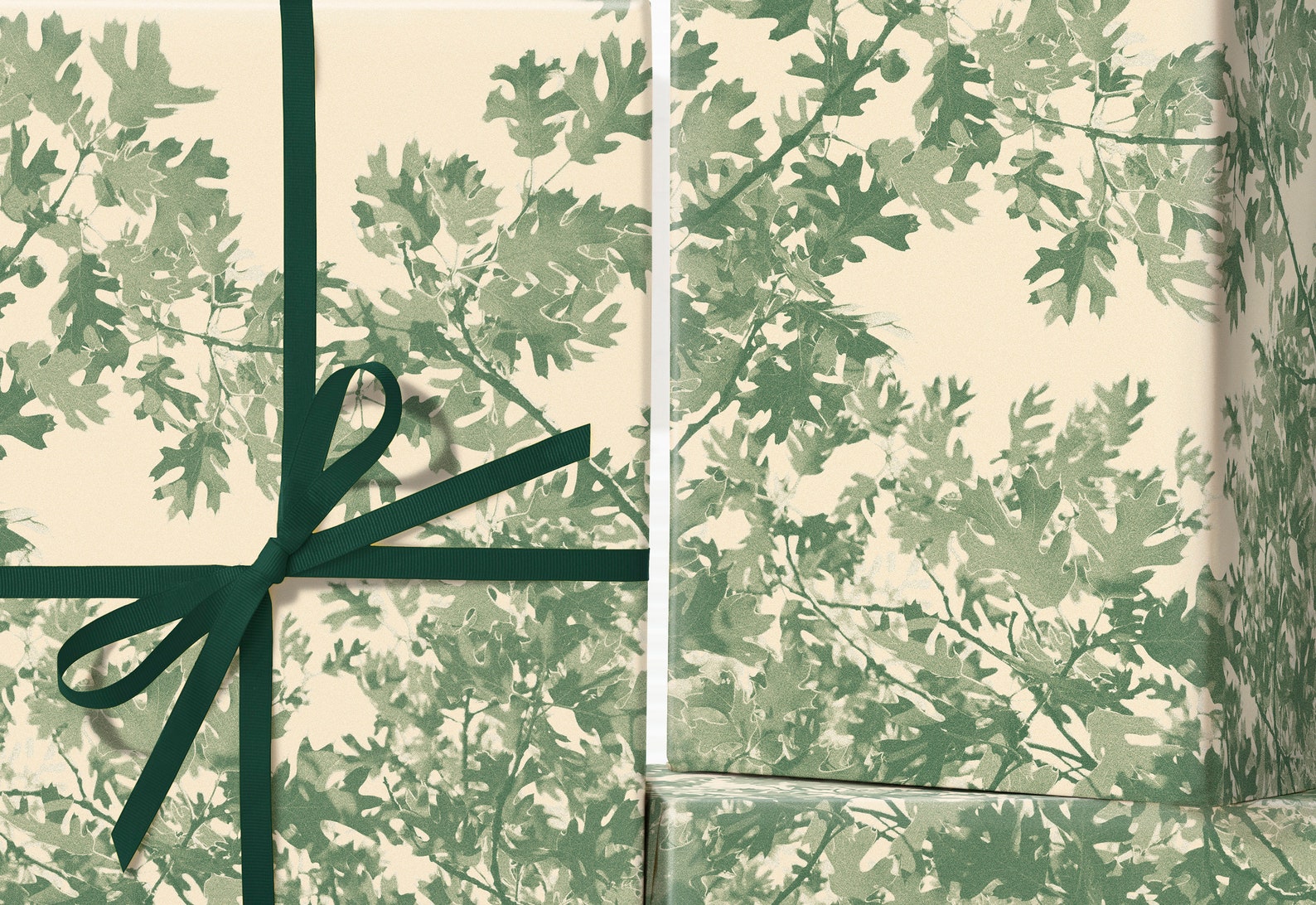 Matte Green Oak Leaf Wrapping Paper Roll; Grainy Oak Tree Leaf Gift ...